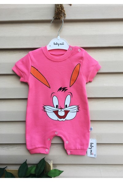 Bebedonat Tavşan Baskılı Kısa Kol Kız Slopet Tulum