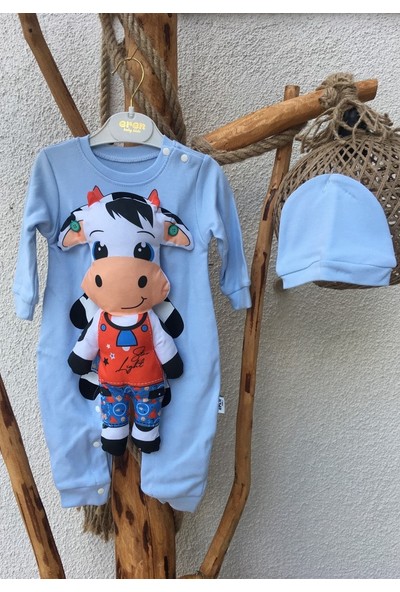 Bebedonat Inek Motifli Oyuncaklı Erkek Tulum