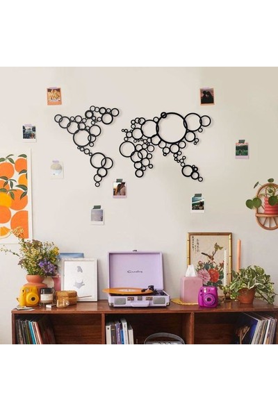 Krafmat World Map Circle Ahşap Tablo 5mm Siyah Lazer Kesim Krafmat World Map Circle Ahşap Tablo 5mm Siyah Lazer Kesim