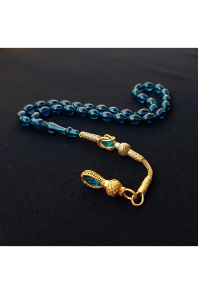 Ufuk Demir 1000 Ayar Gümüş Kazazlı Ateş Kehribar Tesbih