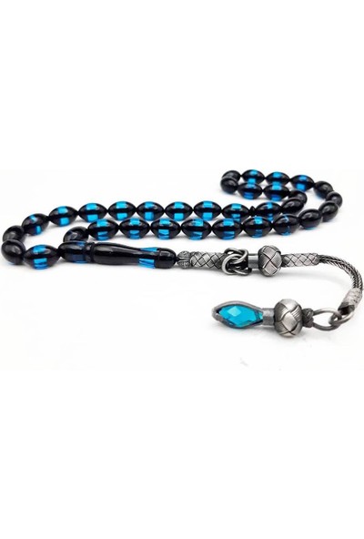 Ufuk Demir 1000 Ayar Gümüş Kazazlı Ateş Kehribar Tesbih