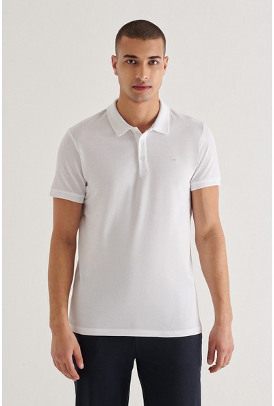 AVVA Erkek Beyaz Polo Yaka Düz T-Shirt A11B1146 AVVA Erkek Beyaz Polo Yaka Düz T-Shirt A11B1146