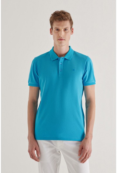 AVVA Erkek Aqua Polo Yaka Düz T-Shirt A11B1146