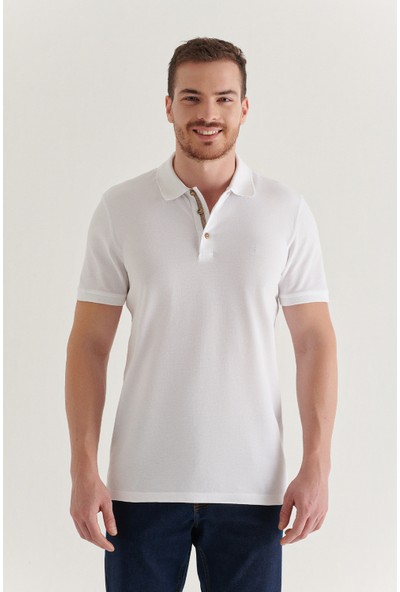 AVVA Erkek Beyaz Polo Yaka Düz T-Shirt A11B1174 AVVA Erkek Beyaz Polo Yaka Düz T-Shirt A11B1174