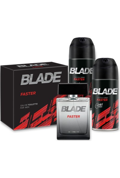 Blade Faster Erkek Parfüm Edt 100 ml ve 2 x 150 ml Deodorant Blade Faster Erkek Parfüm Edt 100 ml ve 2 x 150 ml Deodorant