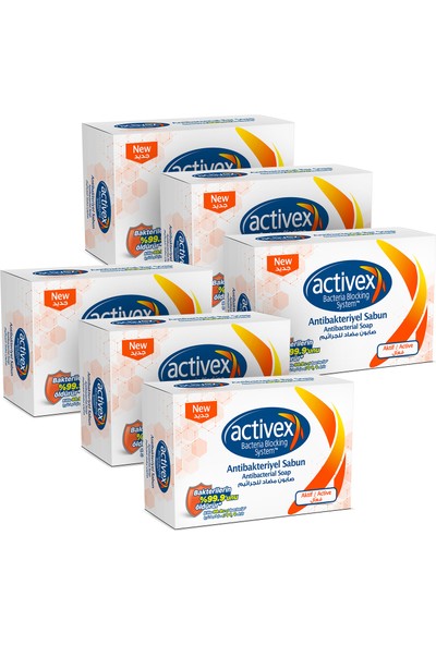 Activex Antibakteriyel Katı Sabun Aktif 6X100 gr Activex Antibakteriyel Katı Sabun Aktif 6X100 gr