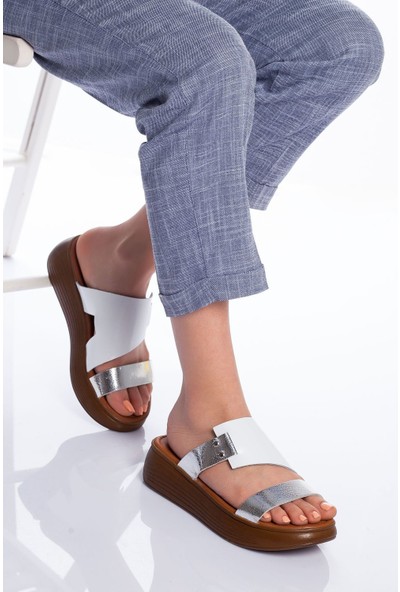 Ayakkabı Frekansı Lori Deri Sandalet Beyaz