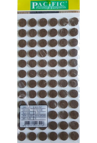 Atsız 15 mm Yapışkanlı 72'li Mobilya Keçesi Atsız 15 mm Yapışkanlı 72'li Mobilya Keçesi