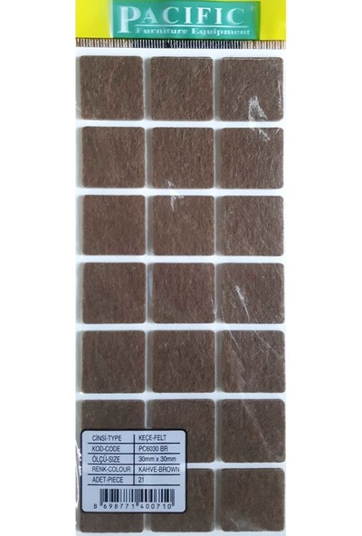 Atsız 30 mm x 30 mm 21'li Yapışkanlı Mobilya Keçesi Atsız 30 mm x 30 mm 21'li Yapışkanlı Mobilya Keçesi