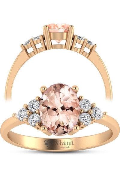 Silvanit Pırlanta Morganite Oval Pırlanta Yüzük