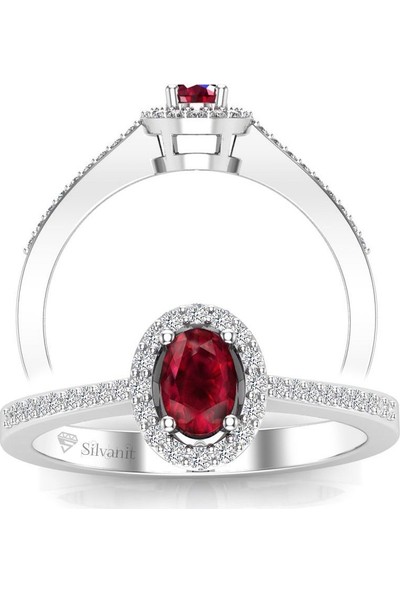 Silvanit Pırlanta 0,50 Karat Pırlantalı Yakut Yüzük