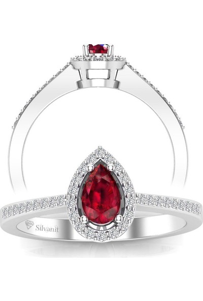 Silvanit Pırlanta 0,50 Karat Pırlantalı Damla Yakut Yüzük Silvanit Pırlanta 0,50 Karat Pırlantalı Damla Yakut Yüzük