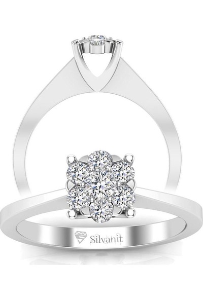 Silvanit Pırlanta 1,00 Karat Görünümlü Pırlanta Tektaş Yüzük Silvanit Pırlanta 1,00 Karat Görünümlü Pırlanta Tektaş Yüzük
