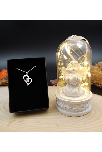 VegaGiftShop Masum Melek Işıklı Fanus & 100 Dilde Seni Seviyorum Kolye Set VegaGiftShop Masum Melek Işıklı Fanus & 100 Dilde Seni Seviyorum Kolye Set