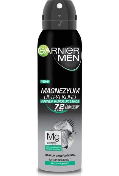 Garnier Men Magnezyum Ultra Kuru Sprey Deodorant 150 ml Garnier Men Magnezyum Ultra Kuru Sprey Deodorant 150 ml
