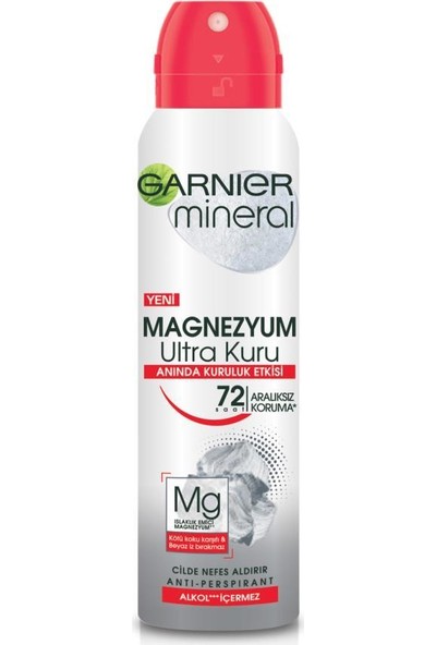 Garnier Mineral Magnezyum Ultra Kuru Deodorant 72 Saat 150ML Garnier Mineral Magnezyum Ultra Kuru Deodorant 72 Saat 150ML