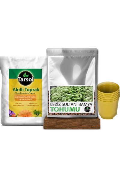 Tarsol Bamya Tohumu 30'lu Toprak ve Saksı Seti