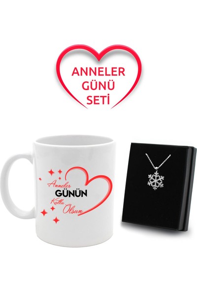 VegaGiftShop Anneler Gününe Özel Kupa & Gümüş Kaplama Kar Tanesi Kolye