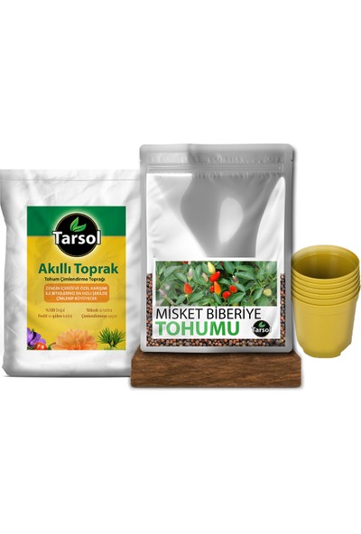 Tarsol Misket Biber Tohumu 30'lu Toprak ve Saksı Seti Tarsol Misket Biber Tohumu 30'lu Toprak ve Saksı Seti