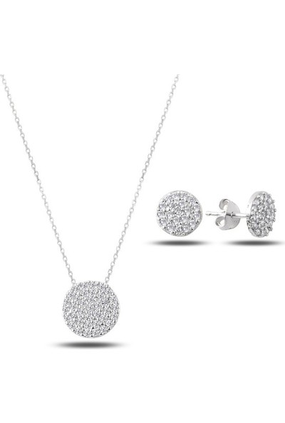 Mercan Silver Gümüş Zirkon Taşlı Yuvarlak Set