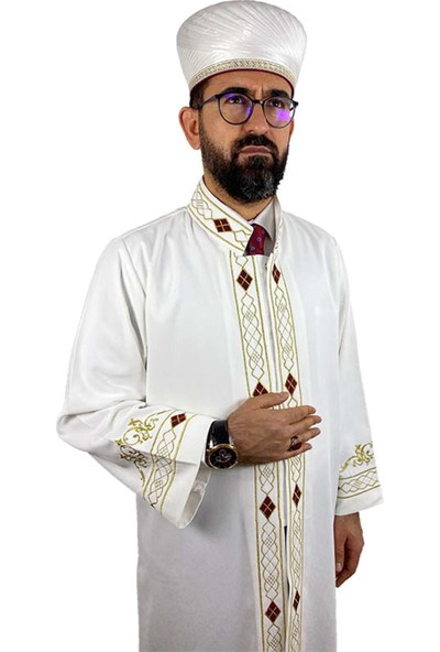 Icma Sarı Şeritli Imam Cübbe Çıtçıtlı Krem - 1(S) Icma Sarı Şeritli Imam Cübbe Çıtçıtlı Krem - 1(S)
