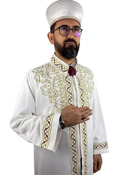 Icma Tam Nakışlı Zikzak Şeritli Imam Cübbe Çıtçıtlı Bej - 1(S) Icma Tam Nakışlı Zikzak Şeritli Imam Cübbe Çıtçıtlı Bej - 1(S)