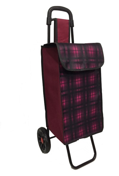 Bakbitti Klasik Pazar Arabası Bordo Ekoseli
