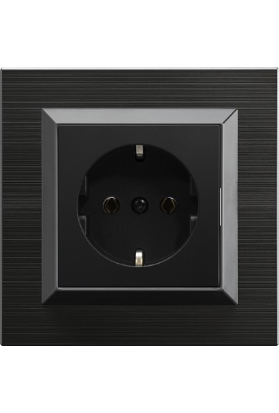 Ovivo Quantum Siyah Topraklı Priz Çerçeveli