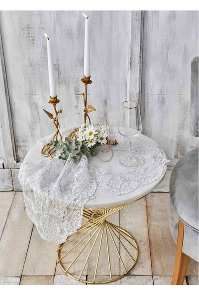 Karaca Home Dolores Beyaz 15 Parça Nakışlı Salon Takımı