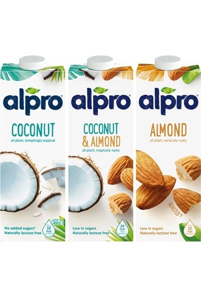 Alpro Hindistan Cev. Sütü 1lt ,badem Sütü 1lt ,hindistan Badem Sütü 1 Lt 3 Lü Paket