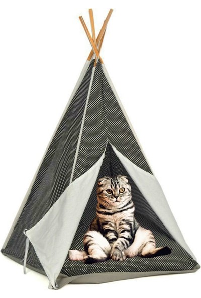 Pet Pretty Kedi ve Köpek Için Kızılderili Çadırı 40X40X75 cm