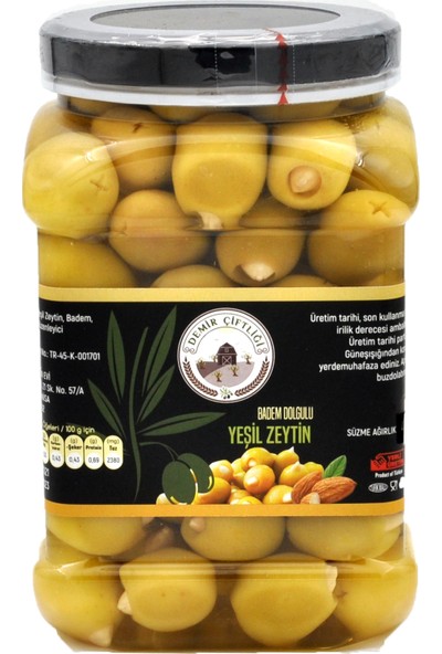 Demir Çiftliği Badem Dolgulu Yeşil Zeytin - Bademli Zeytin 1 kg Demir Çiftliği Badem Dolgulu Yeşil Zeytin - Bademli Zeytin 1 kg