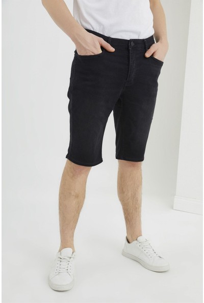 Z Giyim Erkek Siyah Likralı Kot Şort
