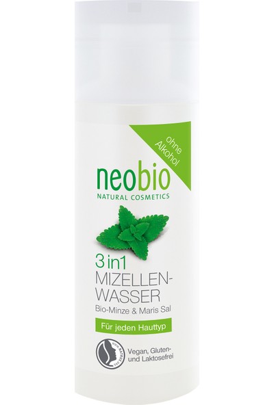 Neobio 3’ü 1'arada Misel Suyu Organik Nane & Deniz Tuzu 150ML Neobio 3’ü 1'arada Misel Suyu Organik Nane & Deniz Tuzu 150ML
