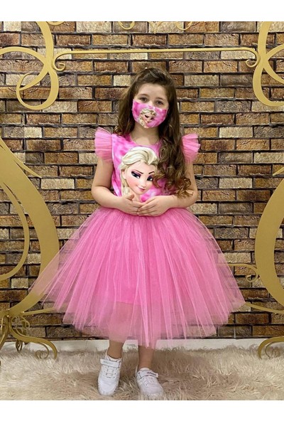 Pijama Moda Kız Çocuk Pembe Elsa Desenli Tüllü Elbise .maske Dahildir. Pijama Moda Kız Çocuk Pembe Elsa Desenli Tüllü Elbise .maske Dahildir.