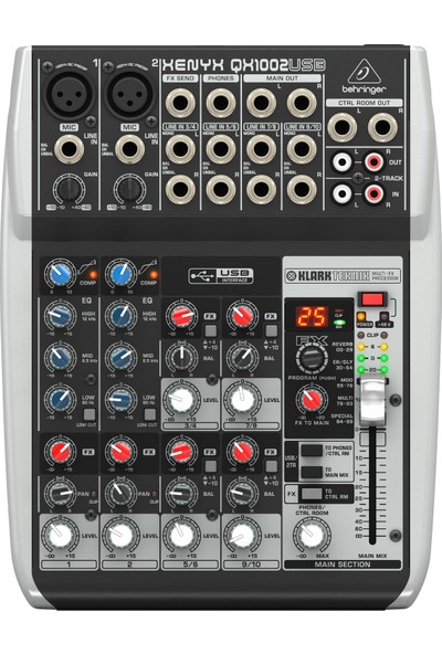 Behringer Xenyx QX1002USB 10-Kanal Multi-Fx Işlemcili USB Deck Mikser Behringer Xenyx QX1002USB 10-Kanal Multi-Fx Işlemcili USB Deck Mikser