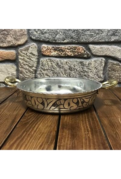 Efemir Bakır İşlemeli Eskitme Tava 20 cm.