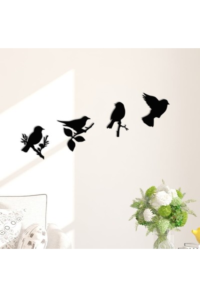 Zacconcept Modern Dörtlü Kuş Duvar Süsü Duvar Dekoru Zacconcept Modern Dörtlü Kuş Duvar Süsü Duvar Dekoru