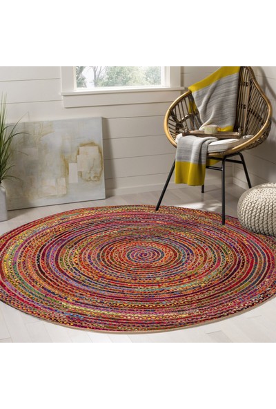 Else Halı Else Renkli Çizgiler Yuvarlak Bolero Örme Jüt Örgü Halı Hasır Kilim Else Halı Else Renkli Çizgiler Yuvarlak Bolero Örme Jüt Örgü Halı Hasır Kilim