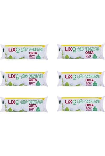 Lixo Bag Orta Boy Çöp Torbası 55 x 60 20'li (6 Paket)