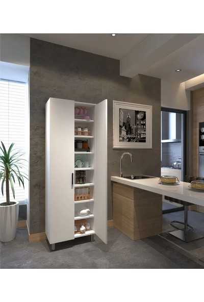 Yeni Vitrin %100 Mdf 8 Bölmeli Kiler Dolabı