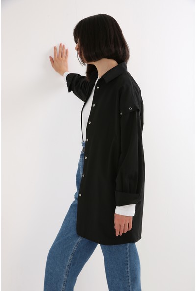 ALLDAY Kuşgözü Detaylı Oversize Gömlek