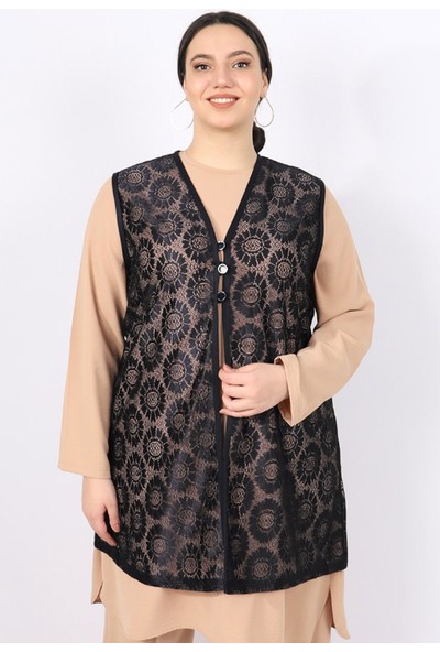 Kado Moda Dantelli Yelek Siyah Kado Moda Dantelli Yelek Siyah
