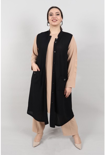 Kado Moda Metal Düğmeli Yelek Siyah Kado Moda Metal Düğmeli Yelek Siyah