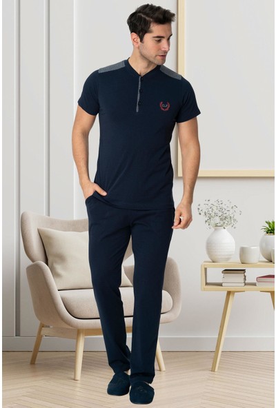 Mecit Pijama By Mecit 2773 Lacivert Kısa Kollu Erkek Pijama Takımı