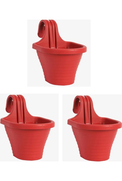 Minia Bahçe Askılı Balkon Saksı 3 Lt 3'lü Kırmızı Minia Bahçe Askılı Balkon Saksı 3 Lt 3'lü Kırmızı