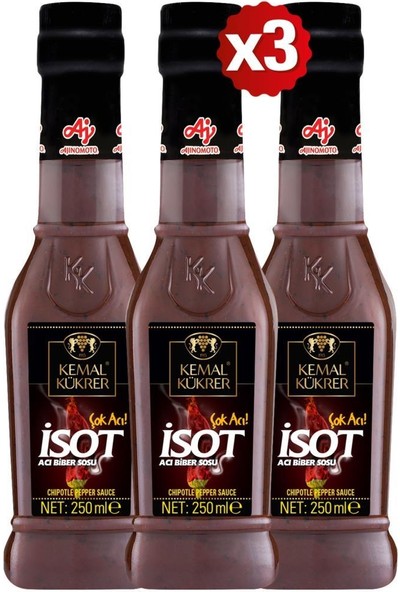 Kemal Kükrer Cam Isot Acı Sos 250 ml x 3'lü Kemal Kükrer Cam Isot Acı Sos 250 ml x 3'lü