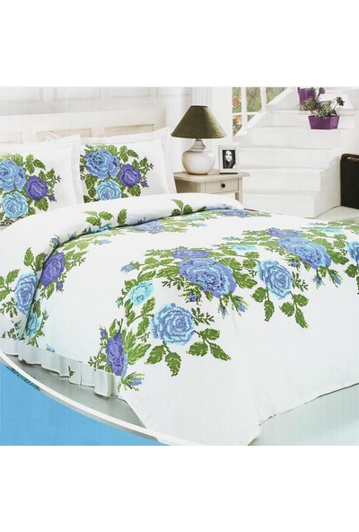 YZNHOME Çift Kişilik Pamuklu Nevresim Takımı Lilly Mavi YZNHOME Çift Kişilik Pamuklu Nevresim Takımı Lilly Mavi