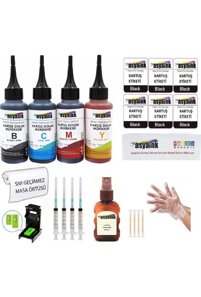 Asyaink 21 Kartuş Uyumlu Kartuş Dolum Seti Deskjet D2320,2330,2345 Uyumlu 4 x 100 ml Asyaink 21 Kartuş Uyumlu Kartuş Dolum Seti Deskjet D2320,2330,2345 Uyumlu 4 x 100 ml