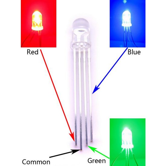 5mm Şeffaf Rgb LED - 4 Bacaklı Ortak Anot Fiyatı